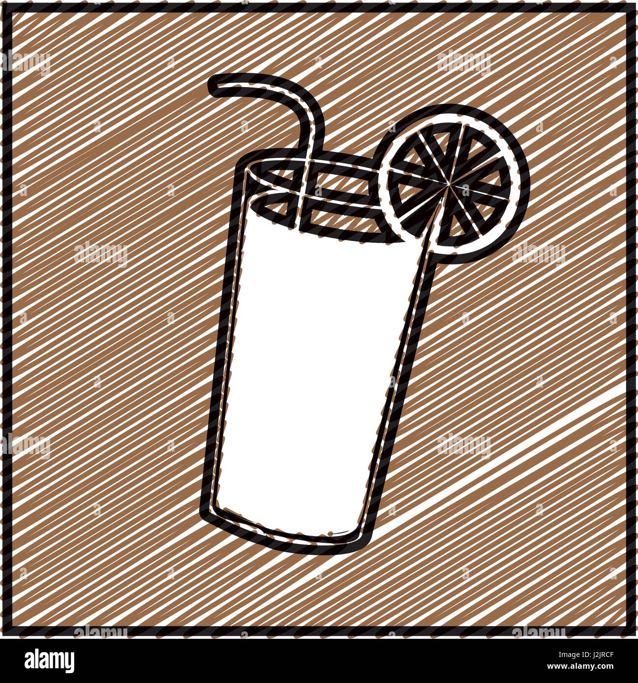 color pencil drawing square frame with cocktail glass Stock Vector ...
