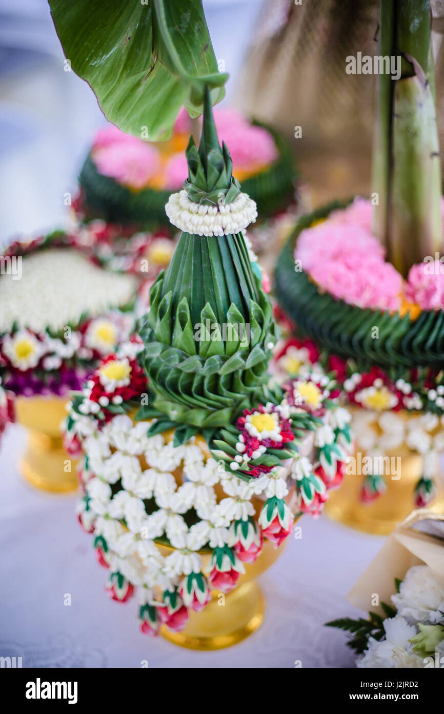 Flower tray for Thai traditional wedding Stock Photo - Alamy
