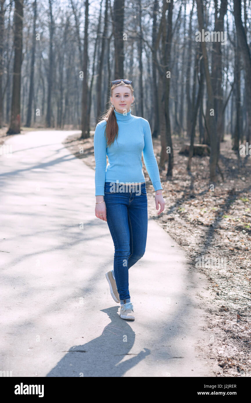 Beautiful girl walking hi-res stock photography and images - Alamy