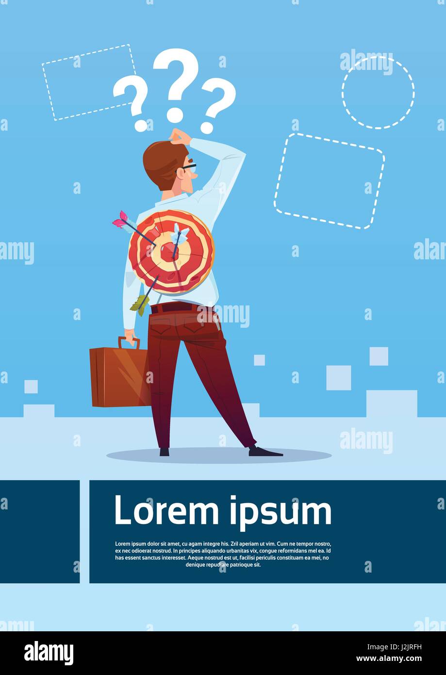 Confused Business Man Standing Back Hand Touch Head Question Mark Think ...