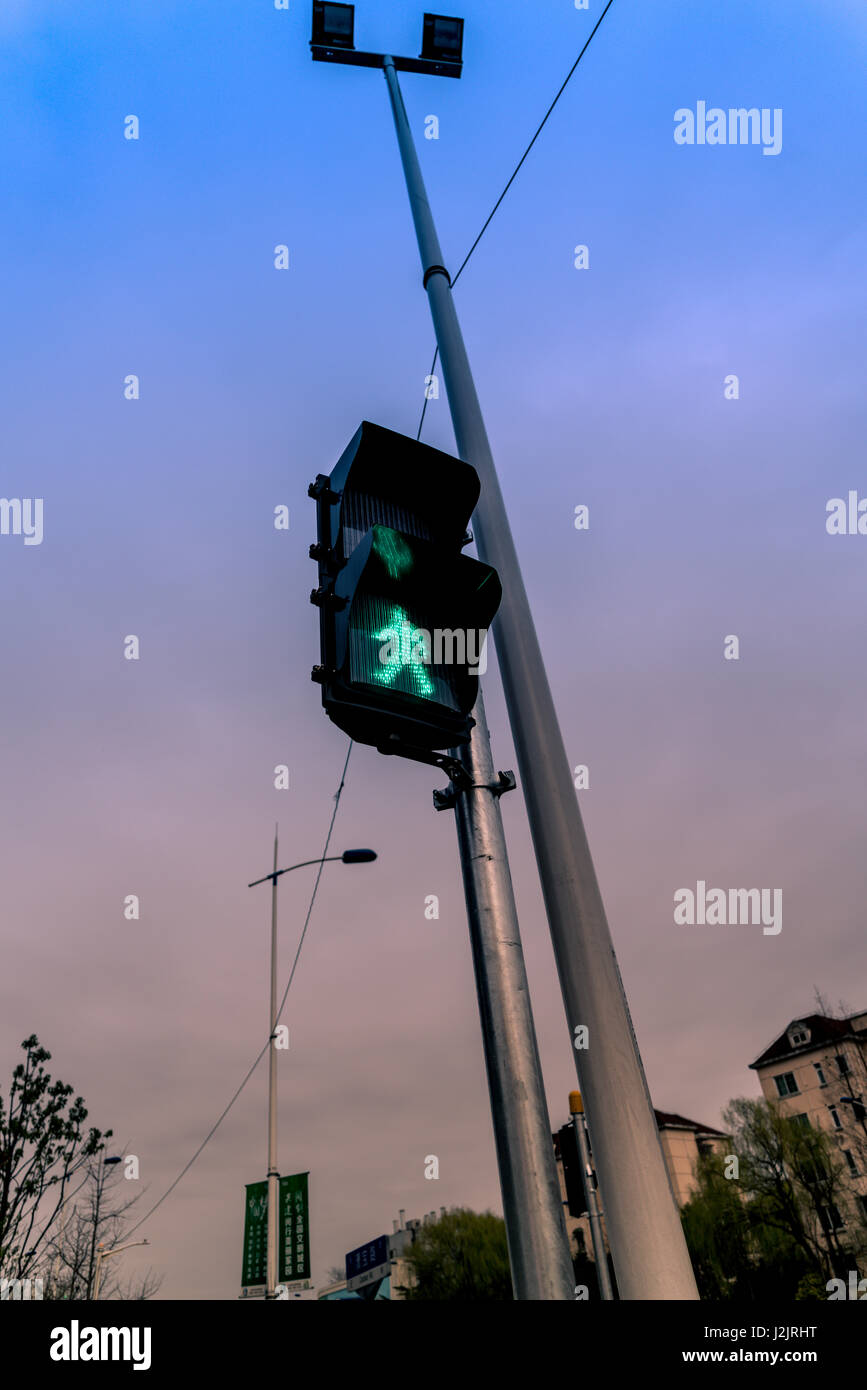 Traffic pedestrian semaphore with a green light Stock Photo - Alamy