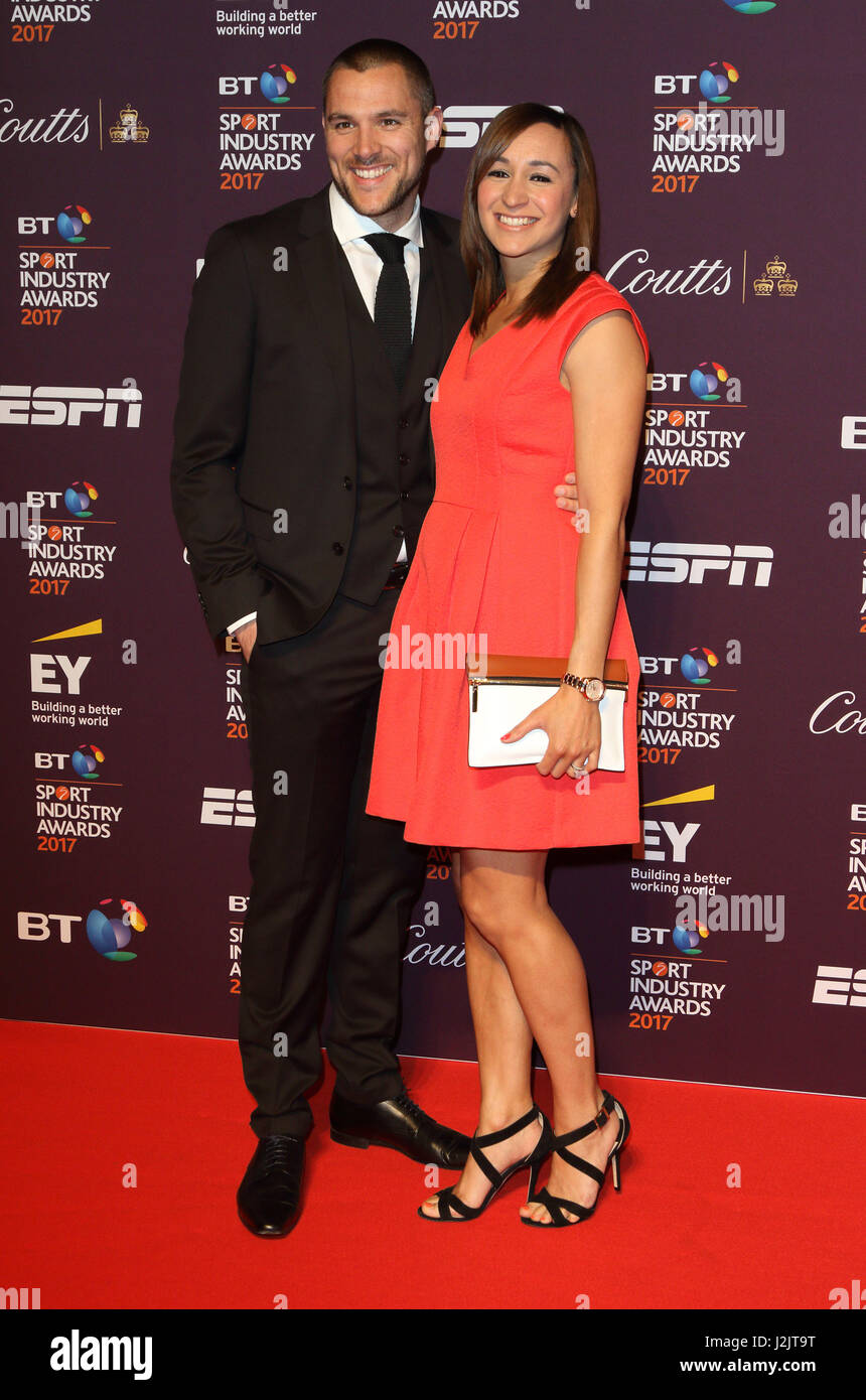 London, UK. Andy Hill and Jessica Ennis-Hill at BT Sport Industry ...