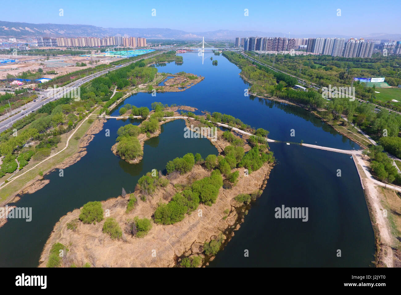 Taiyuan. 27th Apr, 2017. Photo taken on April 27, 2017 shows an aerial ...