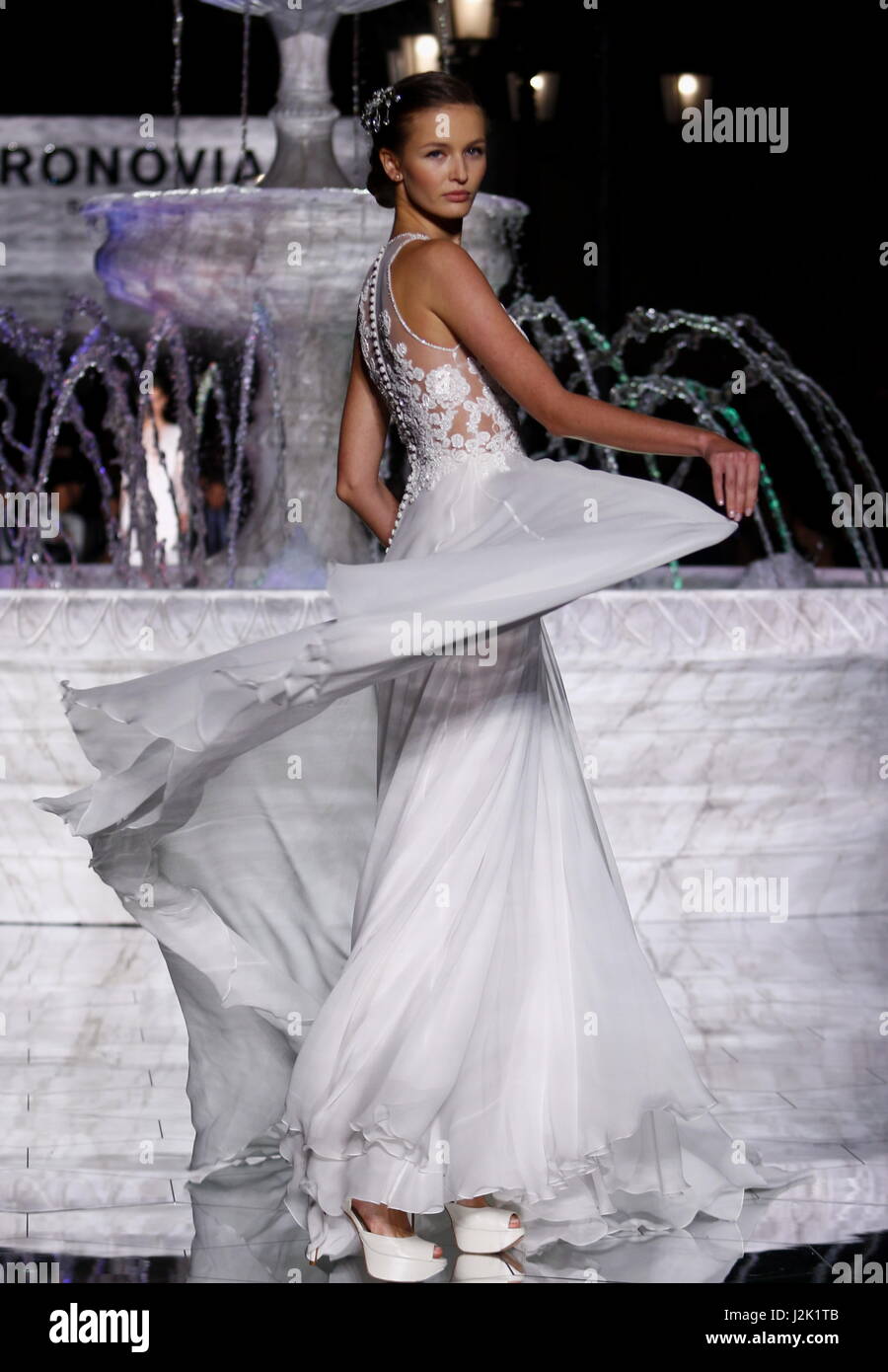 Barcelona, Spain. 28th April, 2017. A model wears during collection of ...