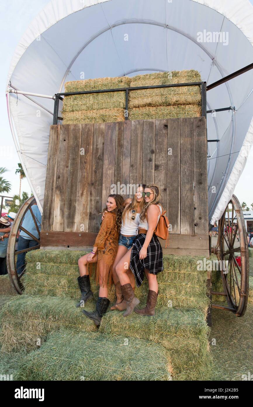Indio, California, USA. 28th Apr, 2017. Female fans pose for a photo ...