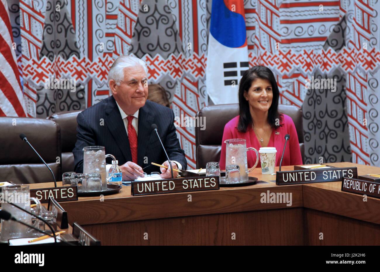 New York, USA. 28th Apr, 2017. U.S. Secretary of State Rex Tillerson ...
