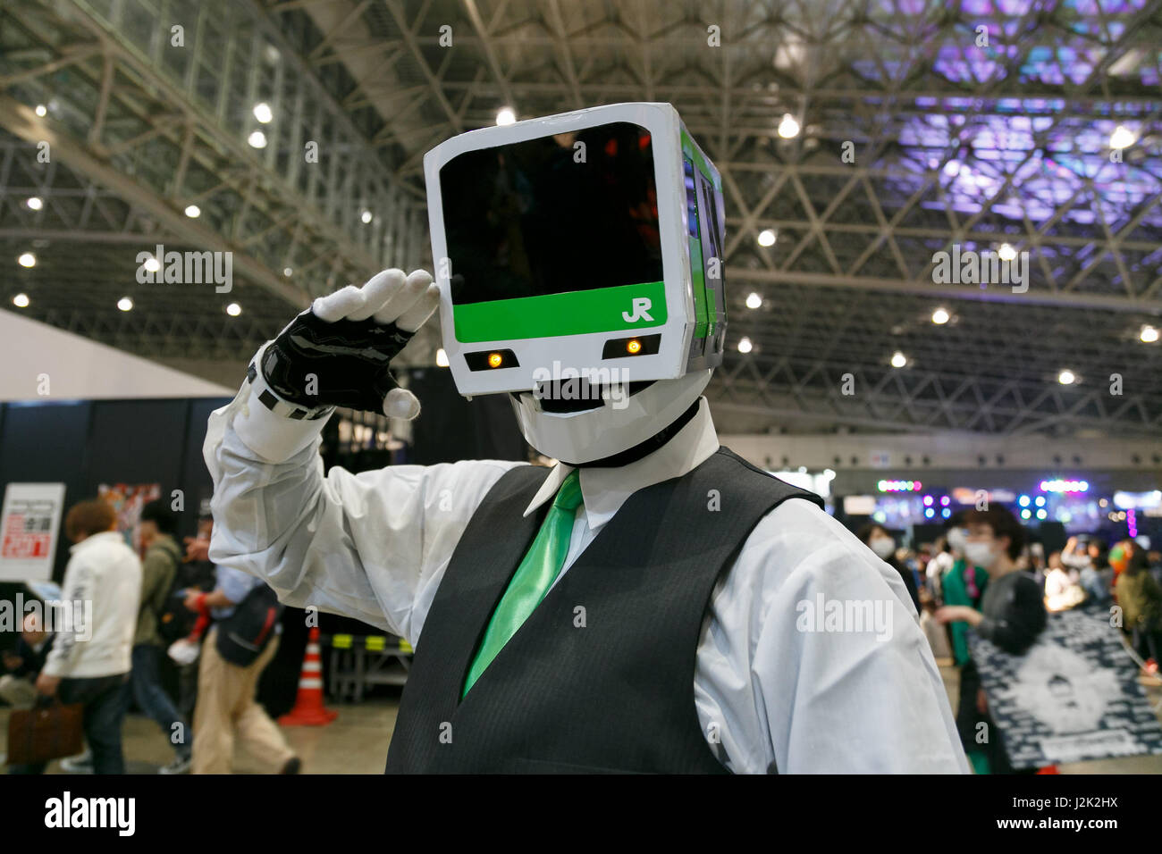 Chiba, Japan. 29th April, 2017. A cosplayer poses for a photograph ...