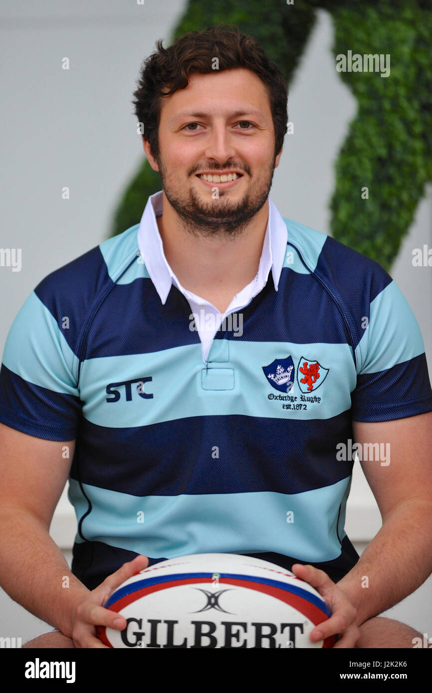 London, UK. 29th Apr, 2017. Rory Trinman holding the ball as the team ...