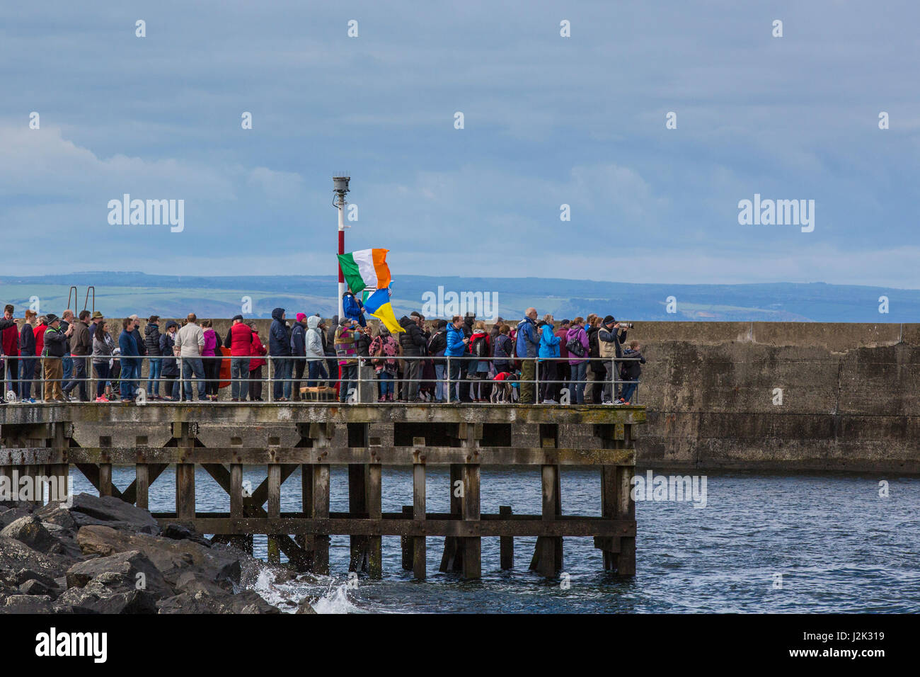 Aberystwyth, Wales, UK. Participating longboats, teams, and support ...
