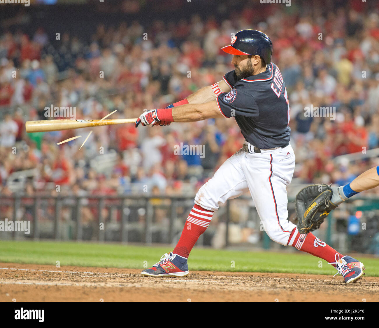 Washington Nationals center fielder Adam Eaton (2) singles in the ninth ...