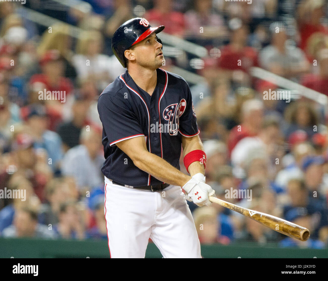 Washington Nationals first baseman Ryan Zimmerman (11) watches the ...