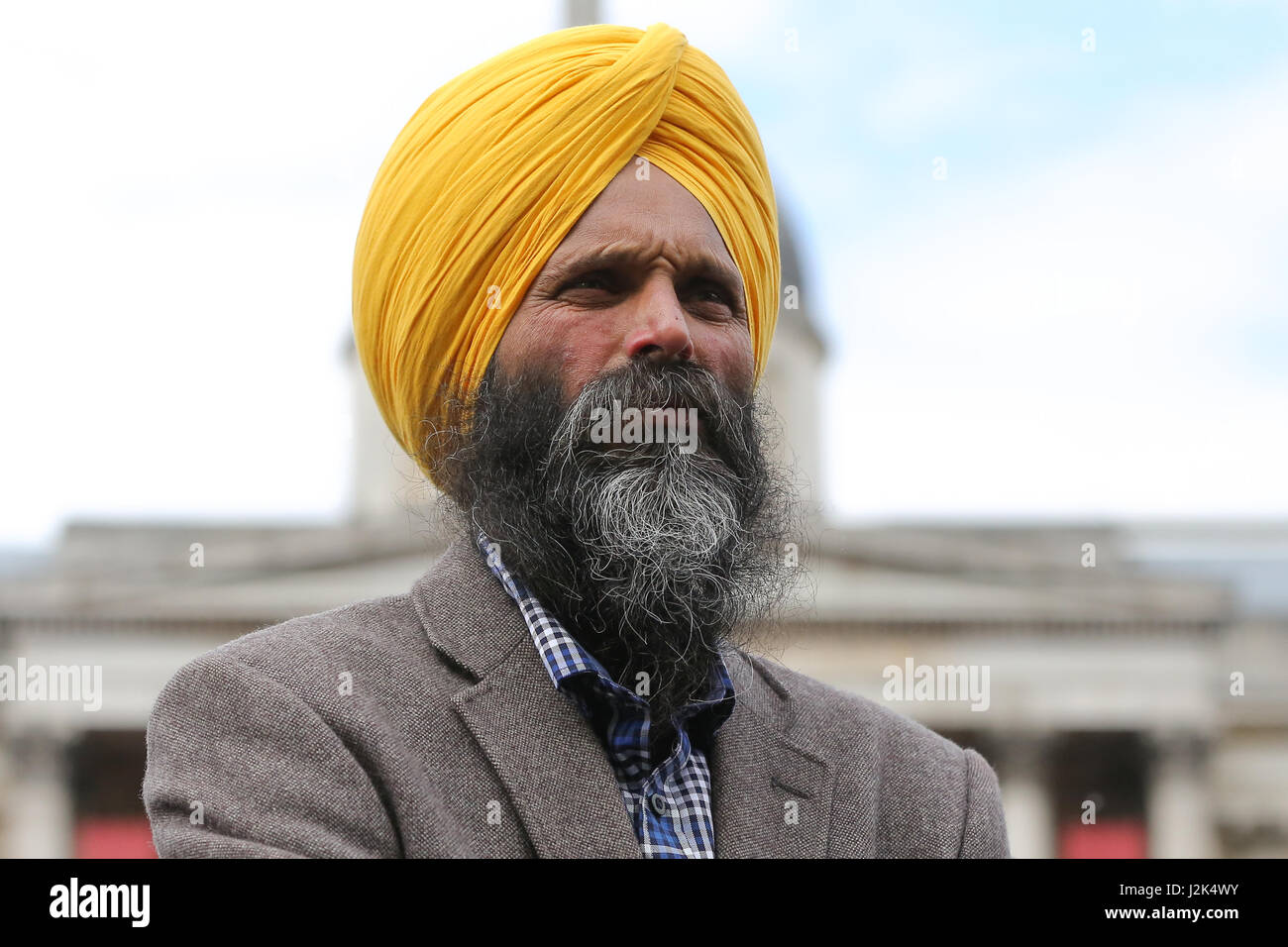 Trafalgar Square London, UK. , . A sikh man. Hundreds of people attend ...
