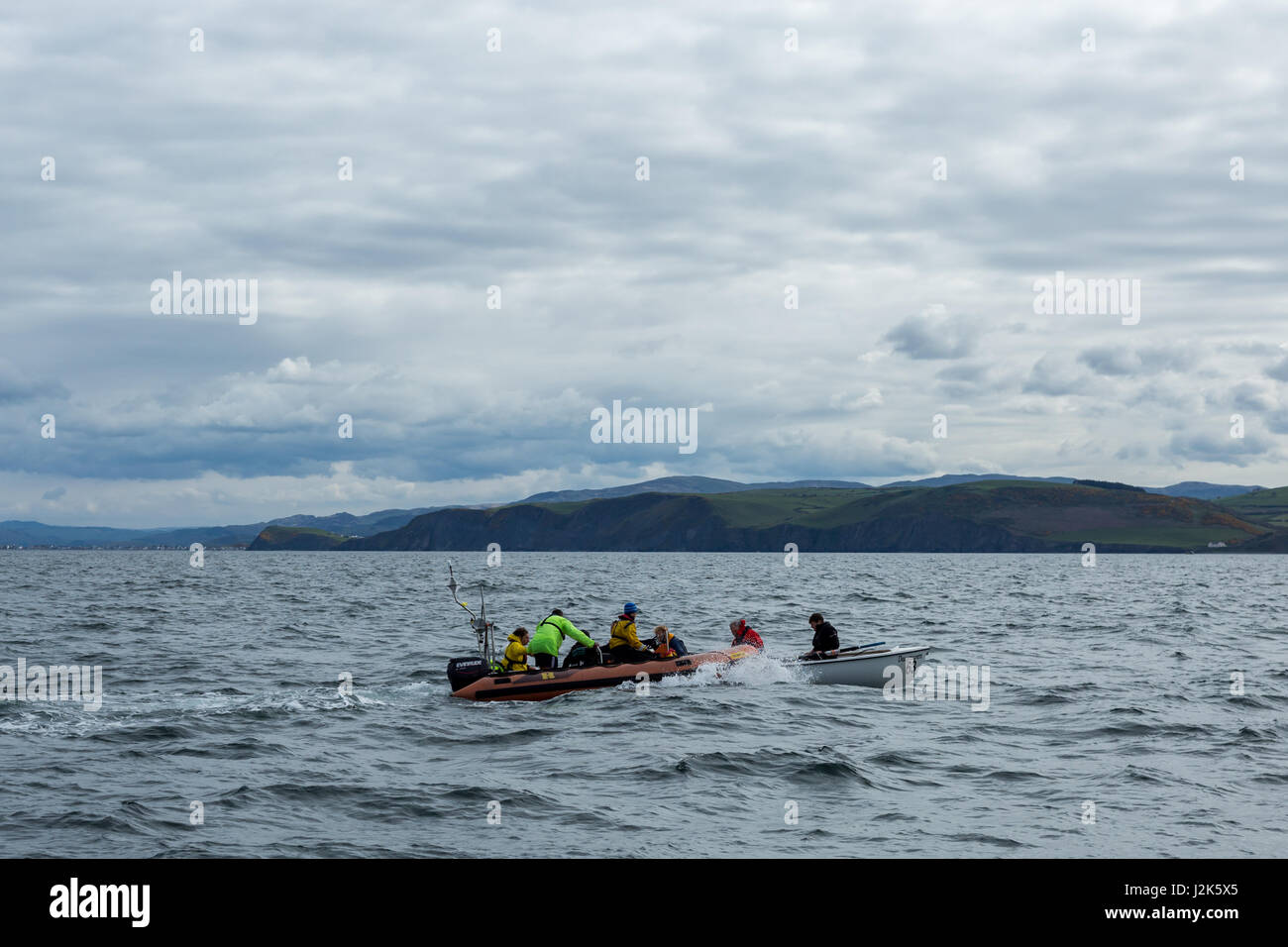 Irish Sea, UK. 29th April 2017 Aberystwyth mens rowing team competing ...