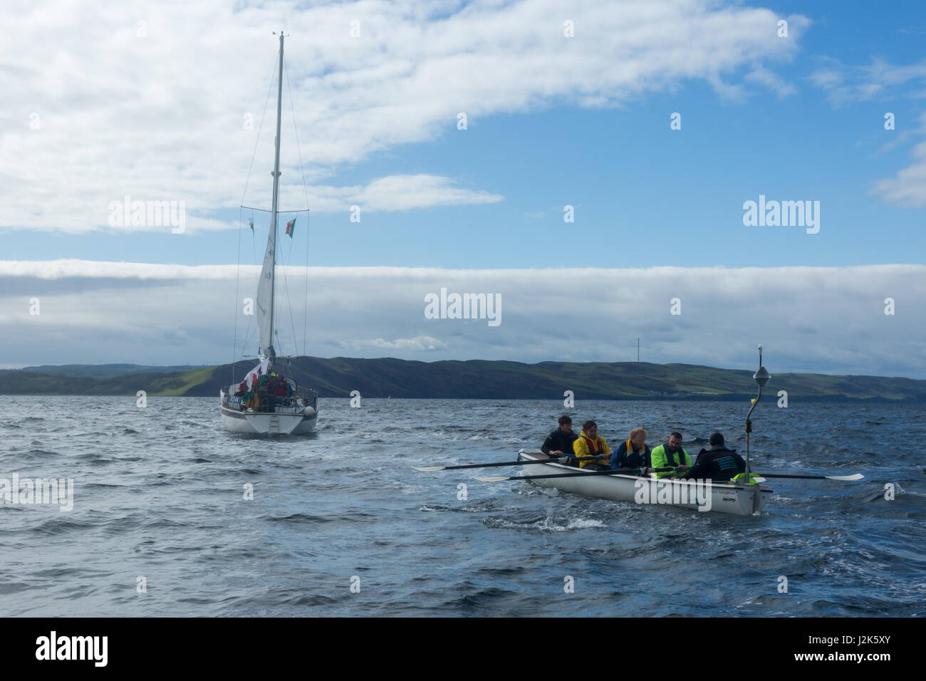 Irish Sea, UK. 29th April 2017 Aberystwyth mens rowing team competing ...