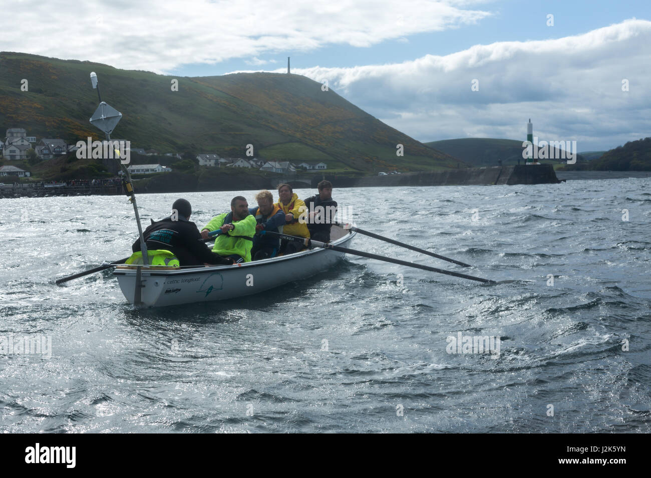 Irish Sea, UK. 29th April 2017 Aberystwyth mens rowing team competing ...
