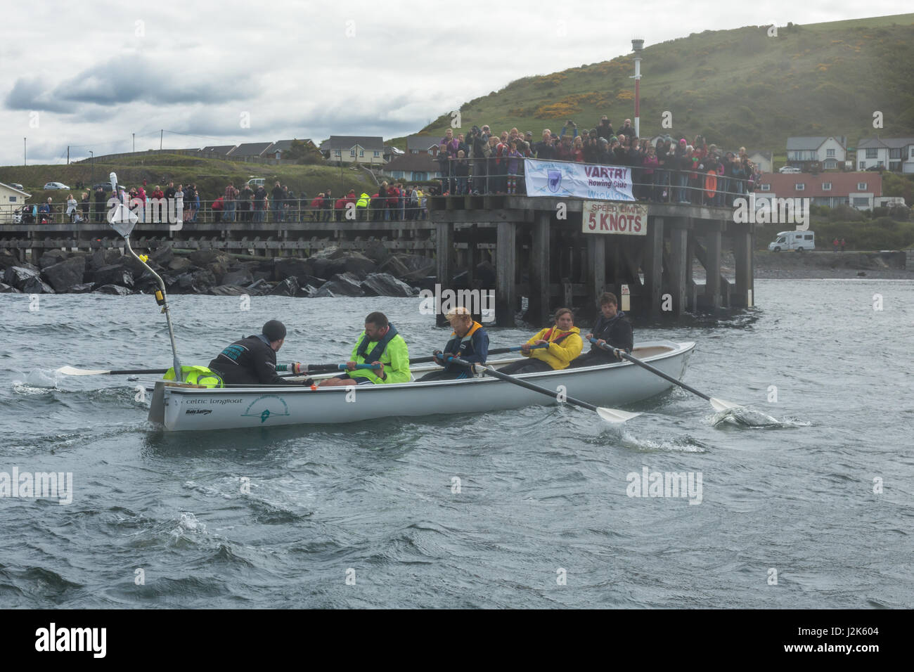 Irish Sea, UK. 29th April 2017 Aberystwyth mens rowing team about to ...