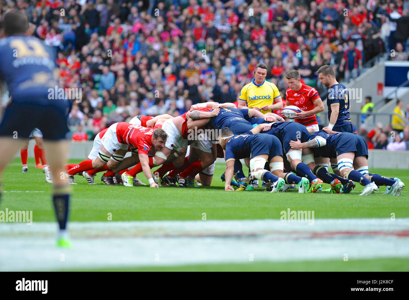 London, UK. 29th Apr, 2017. British Army and Royal Navy players locking ...