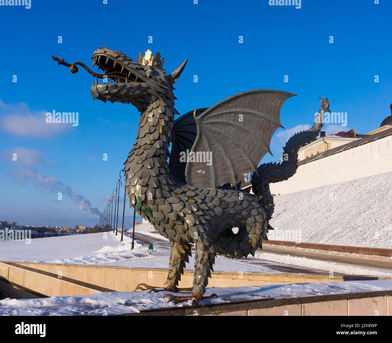 The Kazan Kremlin and dragon Zilant - the symbol of the city. Kazan ...