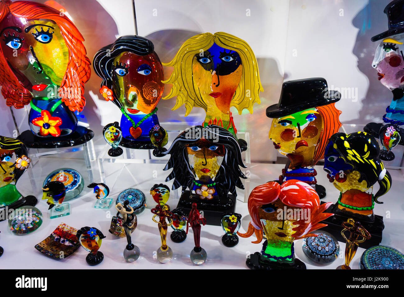VENICE, ITALY - JUNE 1, 2014: Murano glass on display in window shop in ...