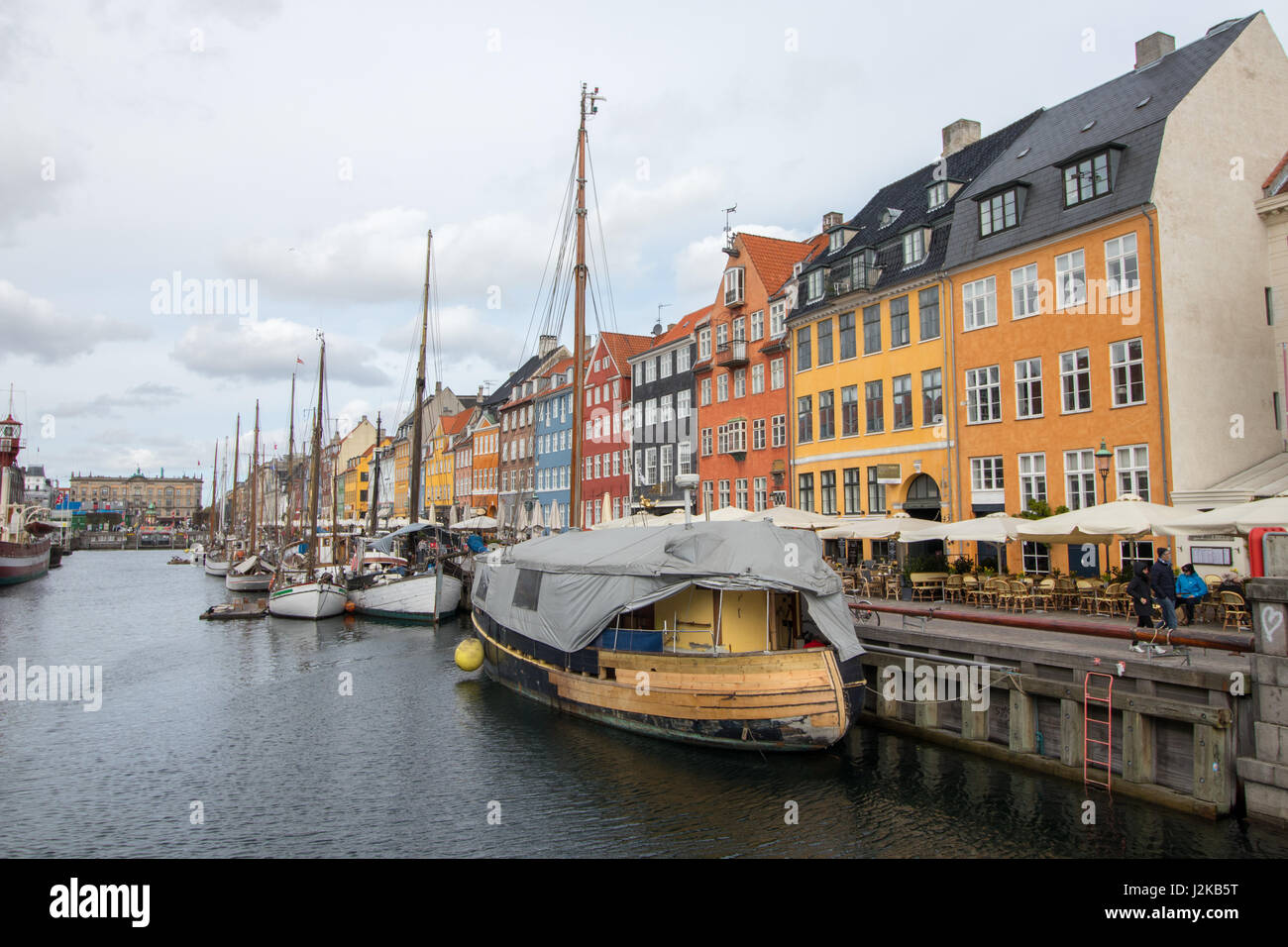 Nyhavn district in Copenhagen, the capital of Denmark. Nyhavn is a 17th ...