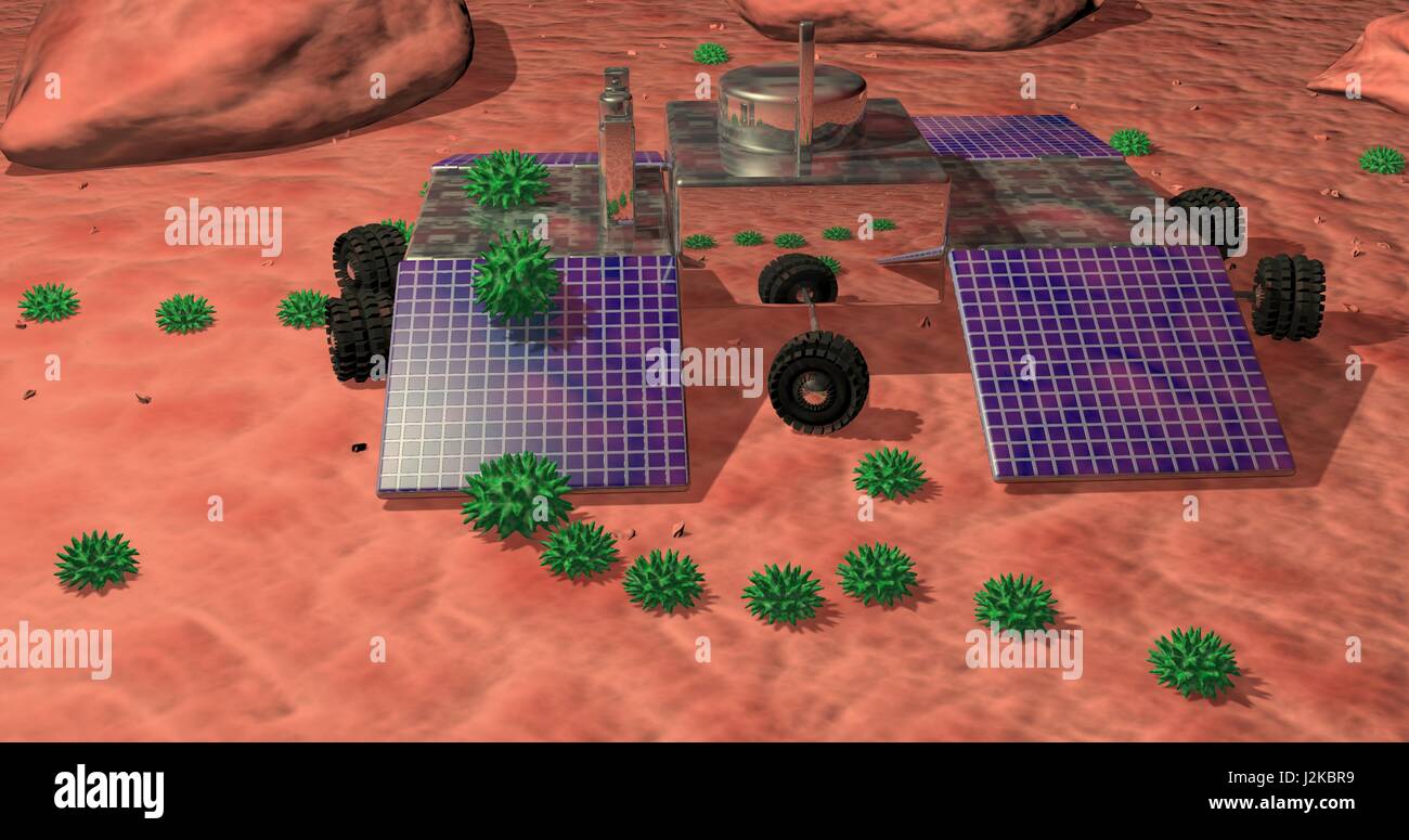 Curious Alien life forms crawling over unmanned robotic land rover ...