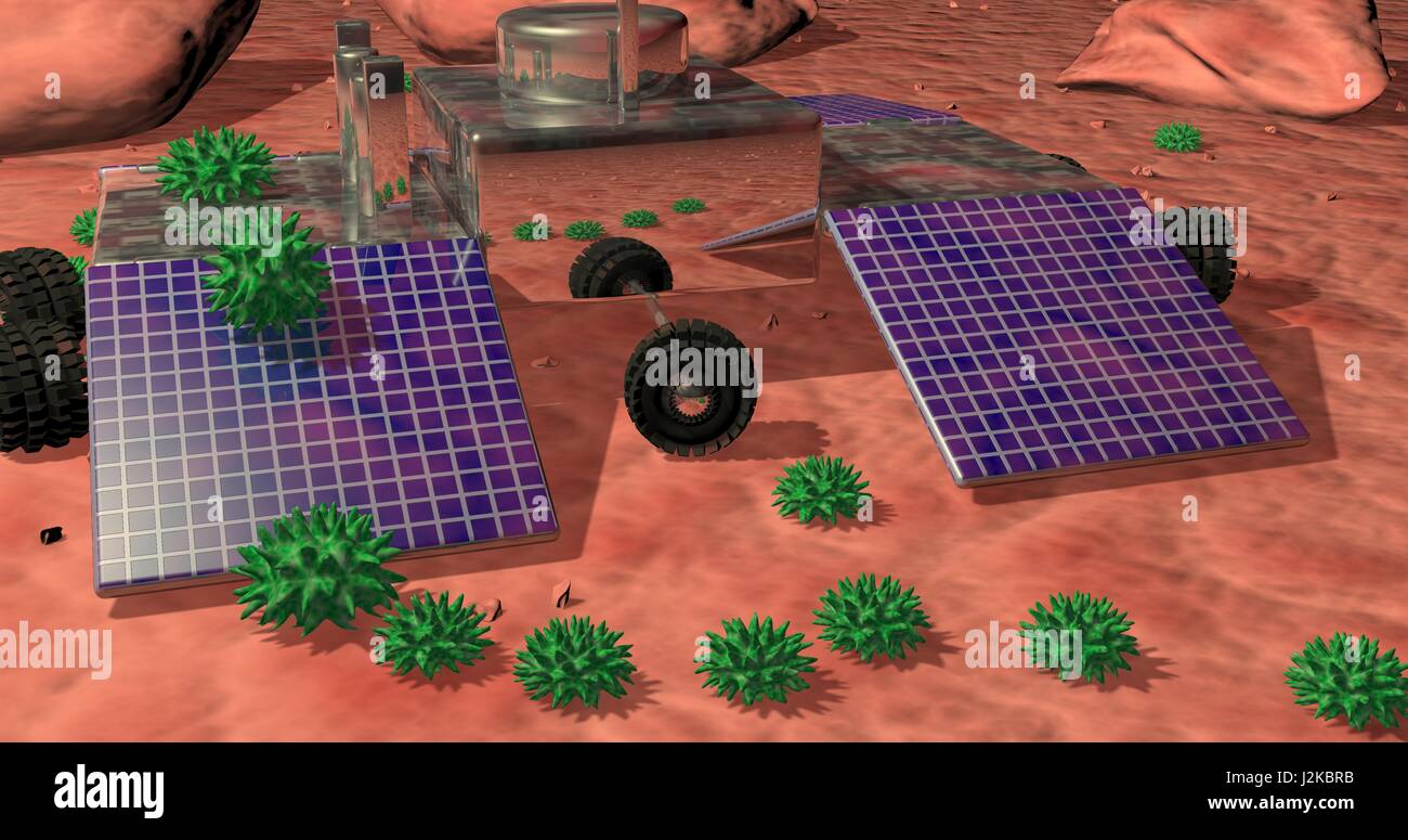 Curious Alien life forms crawling over unmanned robotic land rover ...