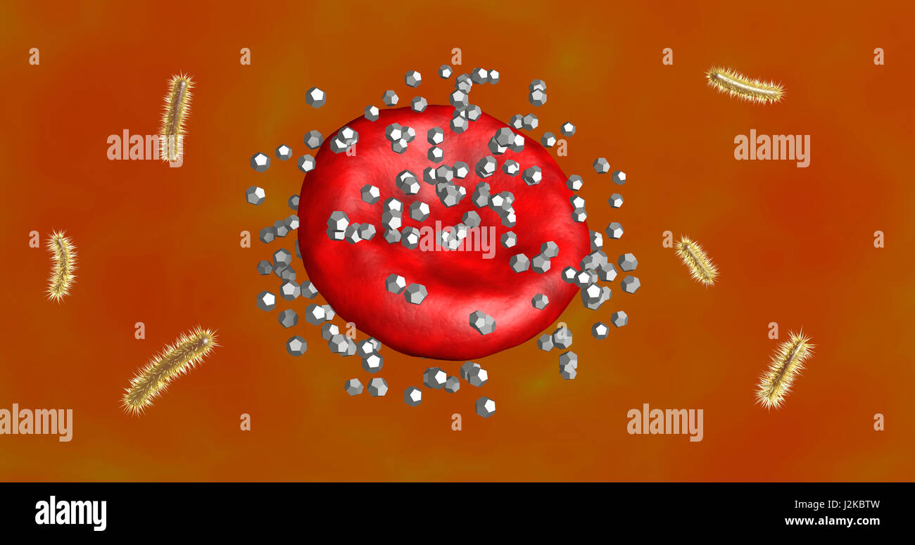 Nanobots, tiny particles, robots, swarm protecting blood cell from ...