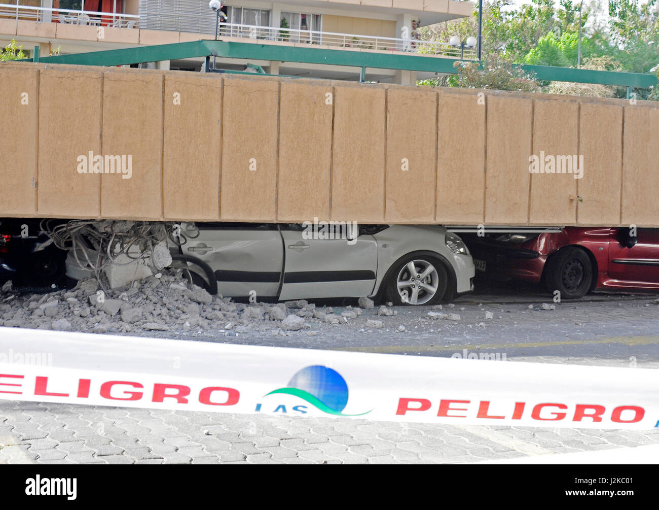 The cieling of a parking garage in a neighborhood in Santiago, Chile ...