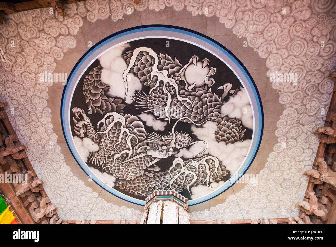 The Unryu-zu, a painting or mural, on the ceiling of the Hatto in ...