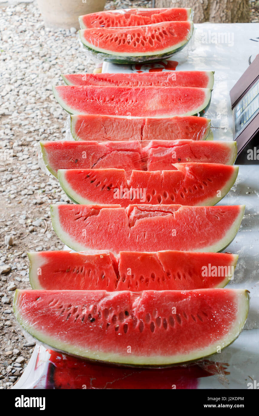 Delicious juicy watermelon slices hi-res stock photography and images ...