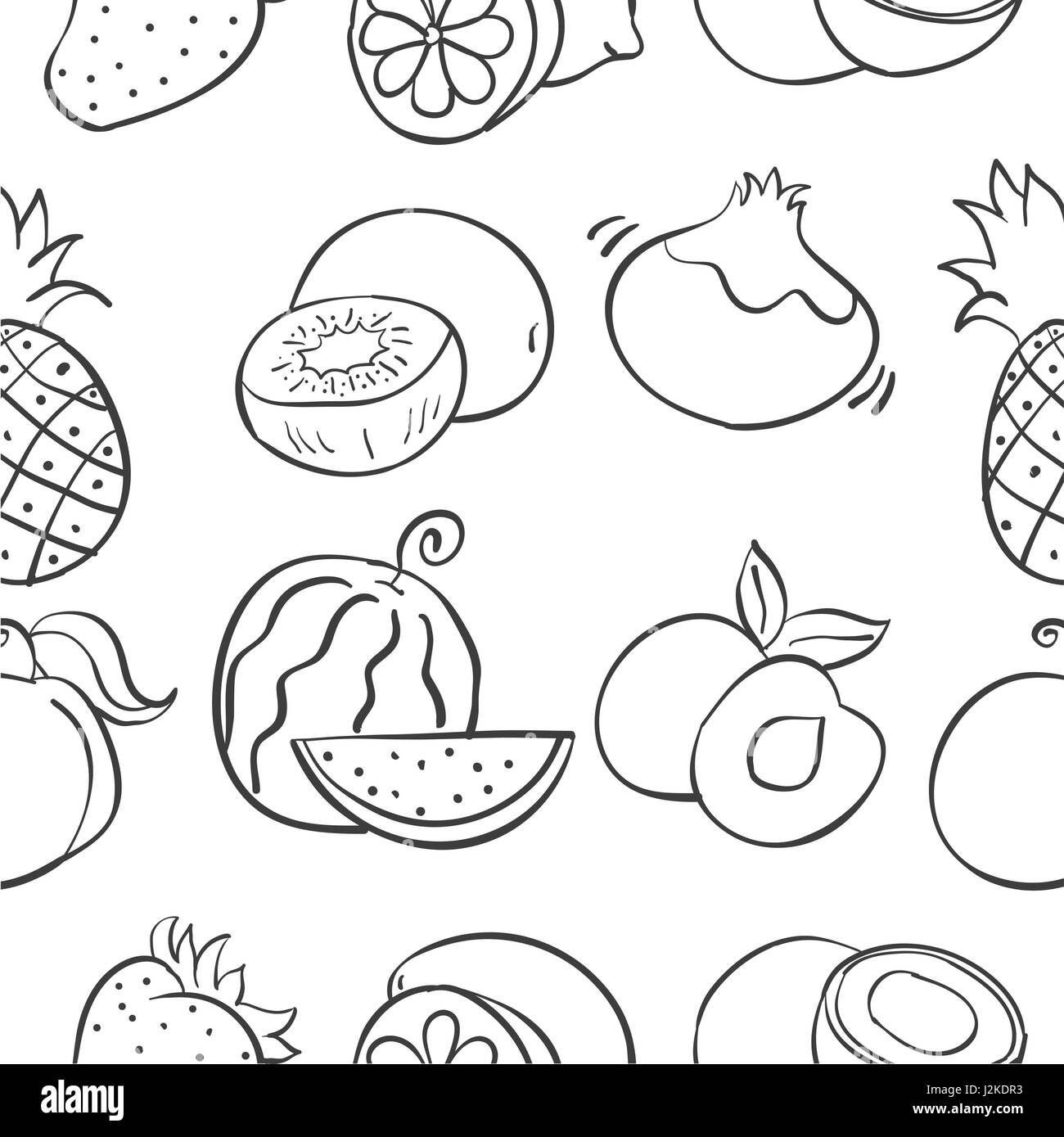 Pattern of fruit hand draw collection Stock Vector Image & Art - Alamy