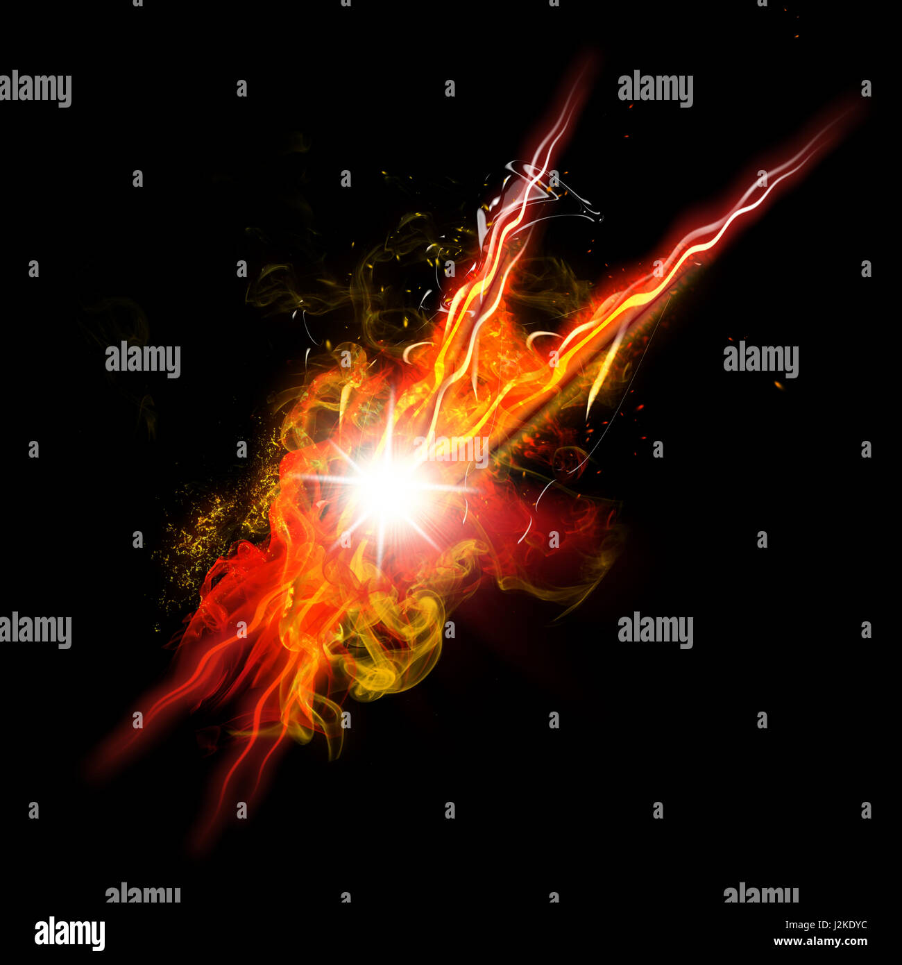 Fire Spark and Flames with Realistic Bright Flash and Glowing Flow of ...