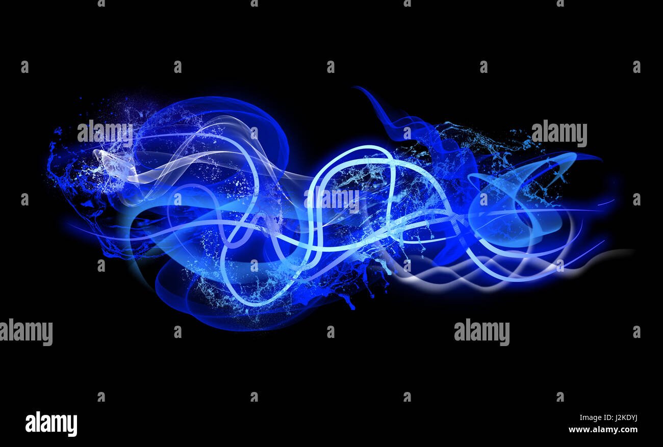 Neon Light Shape with Splash of Realistic Glowing Particles and Waves ...