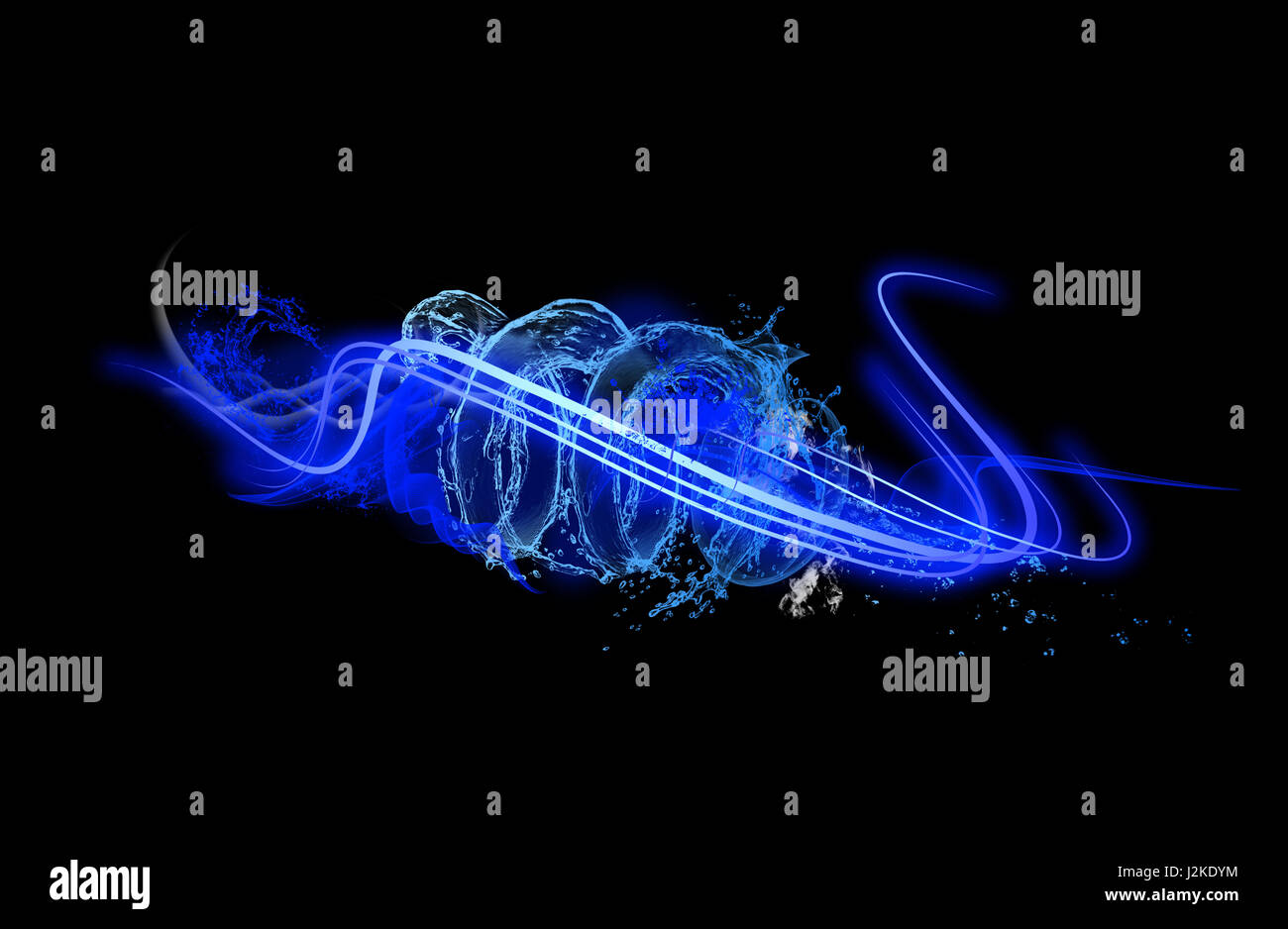 Neon Light Shape with Splash of Realistic Glowing Particles and Waves ...