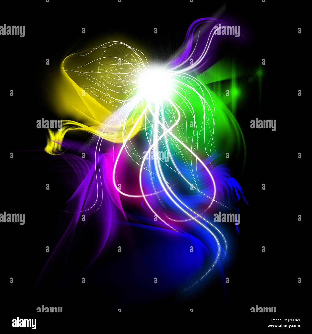 Colorful Abstract Light Shape with Fractal Effect, Bright Flare with ...