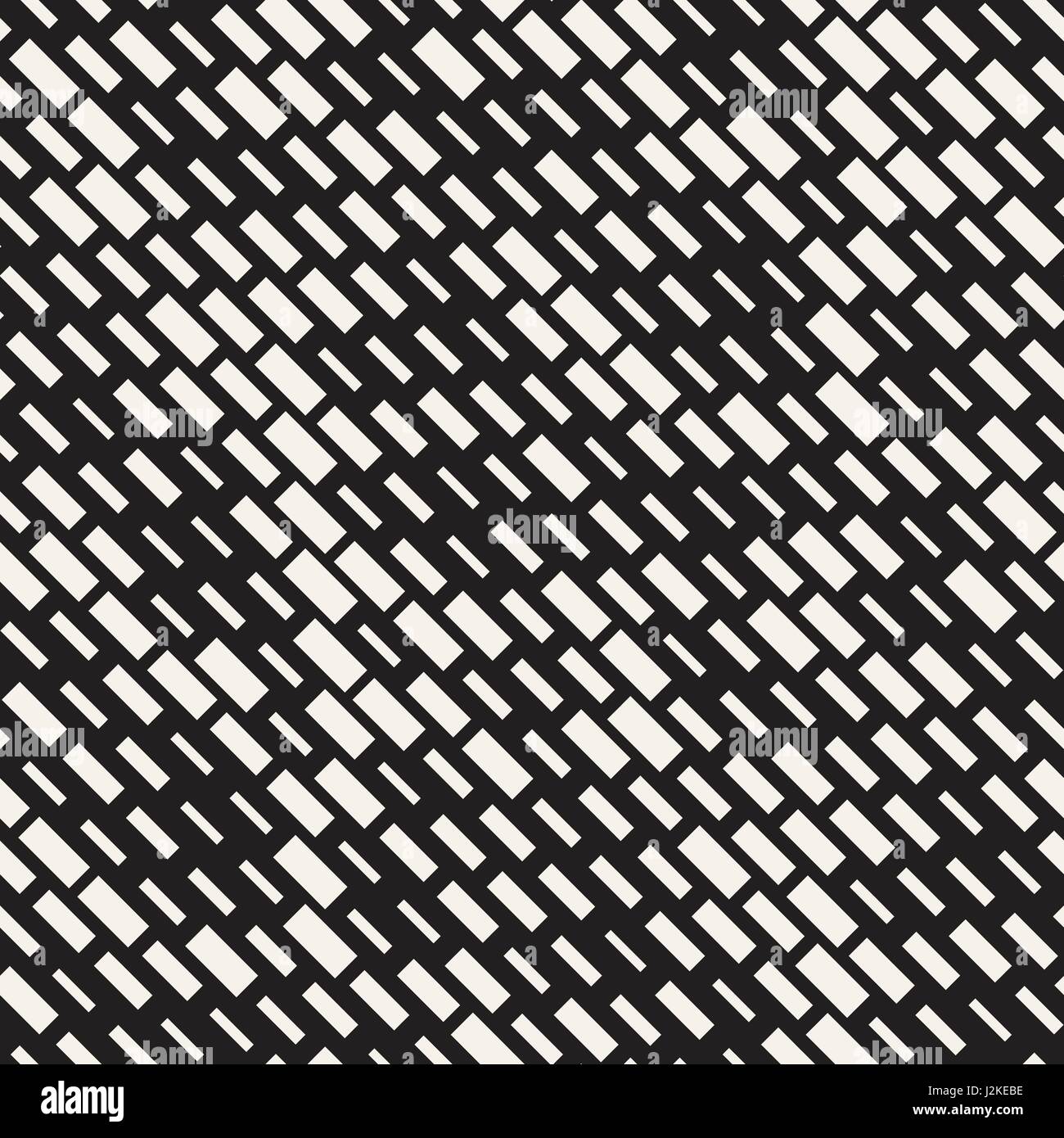 Vector Seamless Black And White Irregular Dash Rectangles Grid Pattern. Trendy Monochrome ...