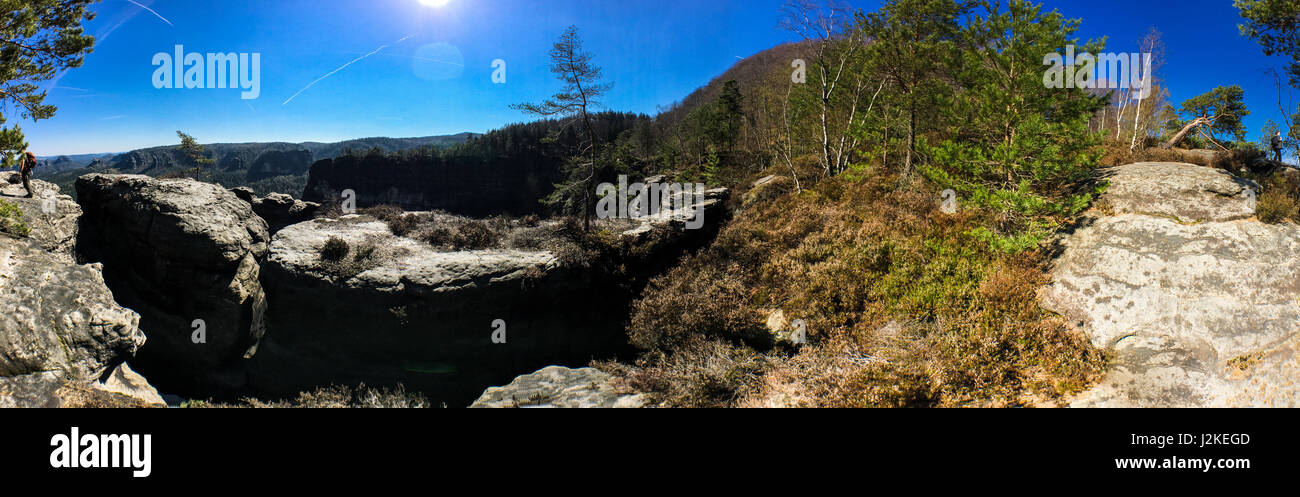 Landscapes, Rocks, great view over the forests. Hiking in the german ...
