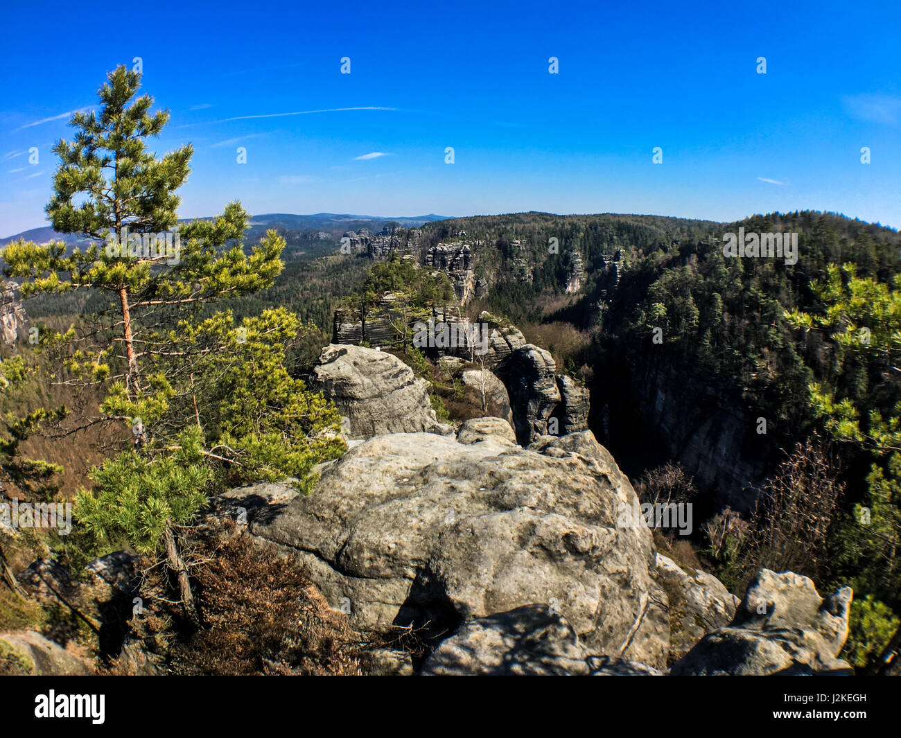 Landscapes, Rocks, great view over the forests. Hiking in the german ...