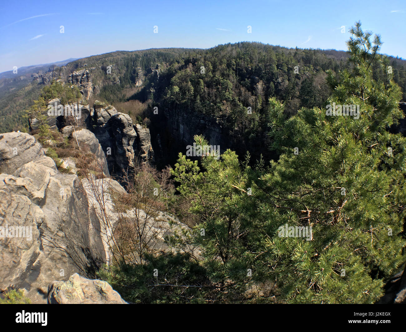 Landscapes, Rocks, great view over the forests. Hiking in the german ...