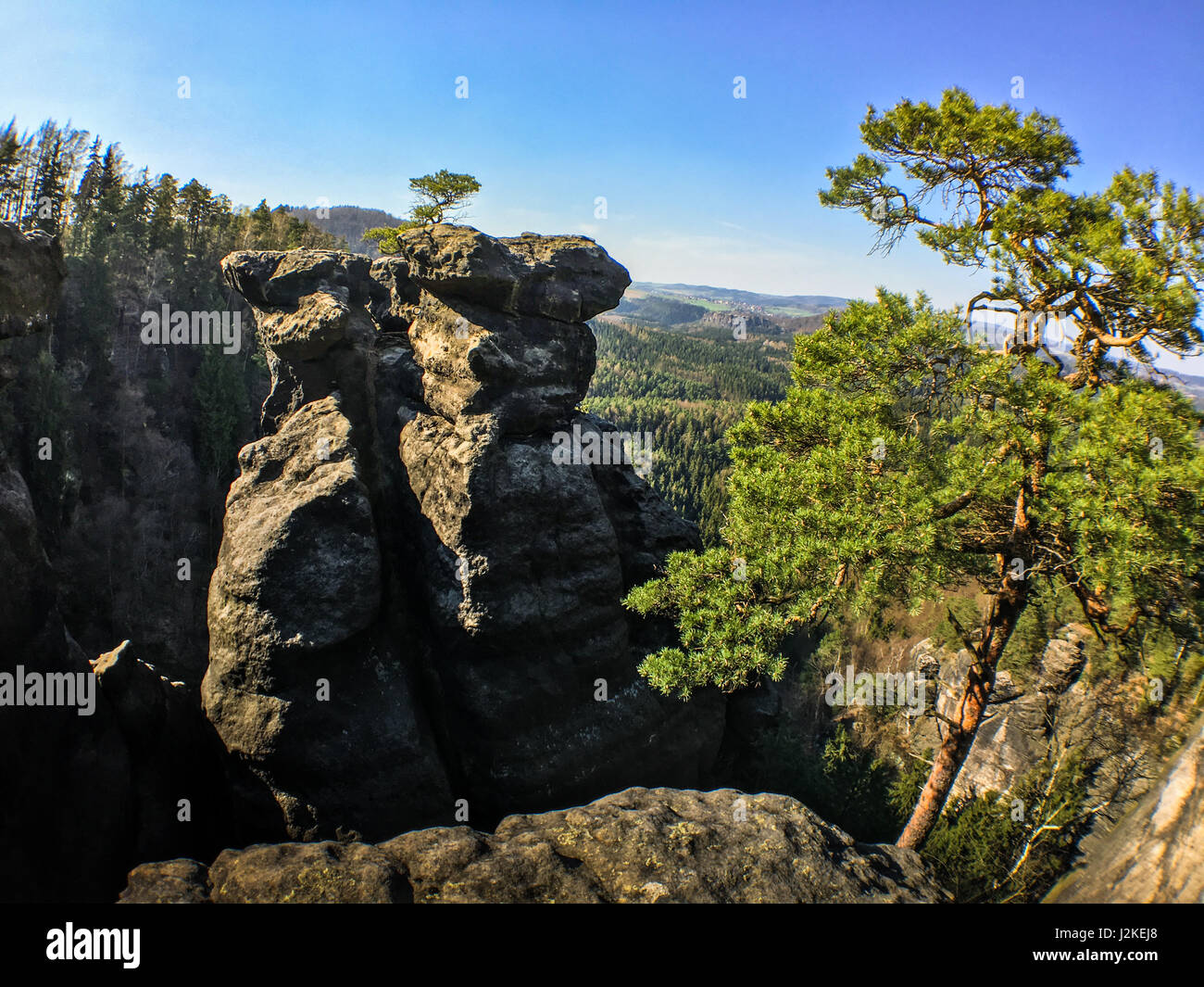 Landscapes, Rocks, great view over the forests. Hiking in the german ...
