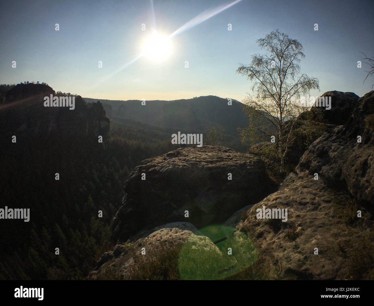 Landscapes, Rocks, great view over the forests. Hiking in the german ...
