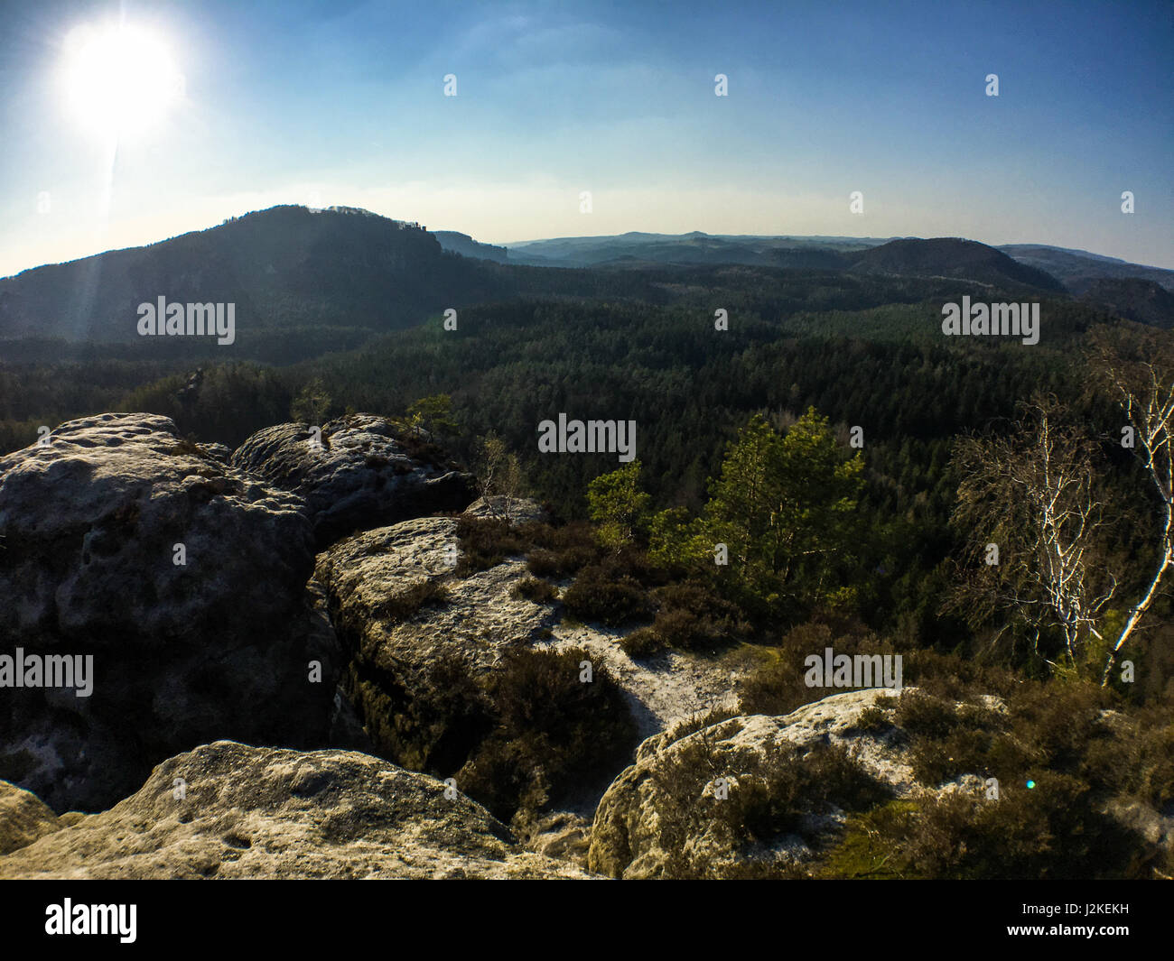 Landscapes, Rocks, great view over the forests. Hiking in the german ...