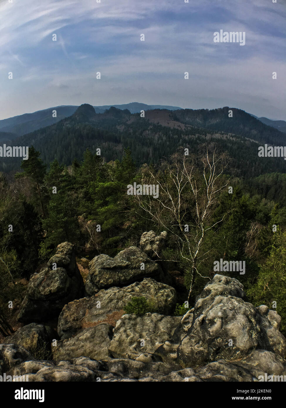 Landscapes, Rocks, great view over the forests. Hiking in the german ...