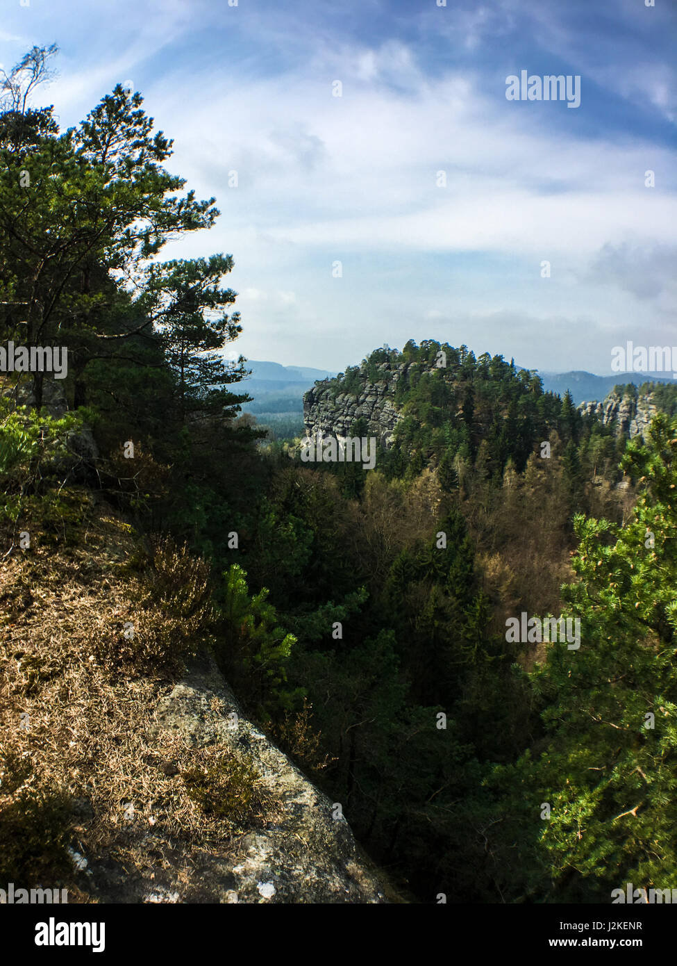 Landscapes, Rocks, great view over the forests. Hiking in the german ...