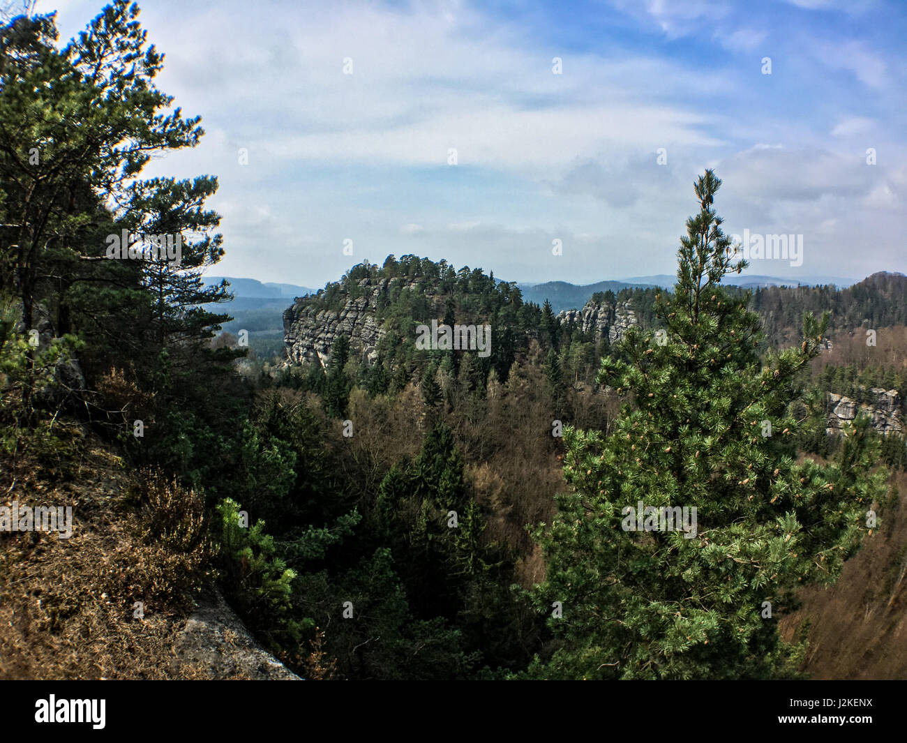 Landscapes, Rocks, great view over the forests. Hiking in the german ...