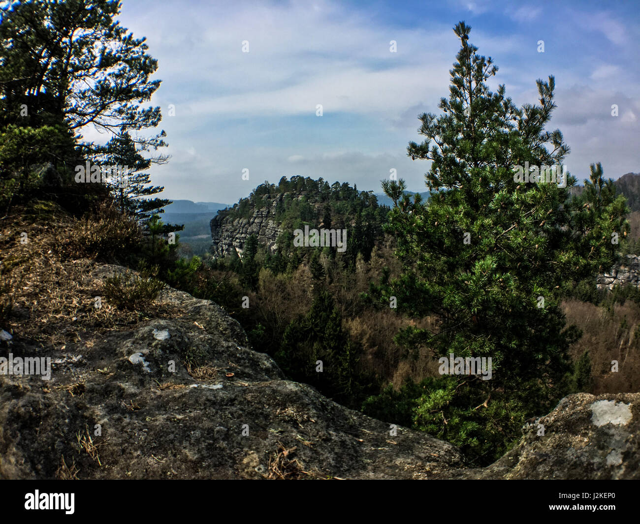 Landscapes, Rocks, great view over the forests. Hiking in the german ...