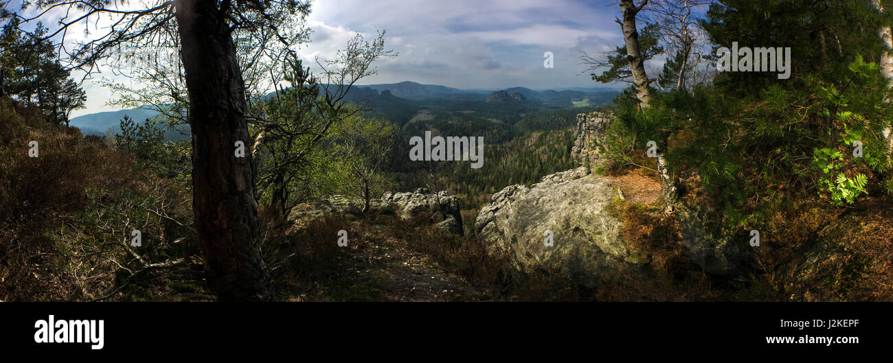 Landscapes, Rocks, great view over the forests. Hiking in the german ...