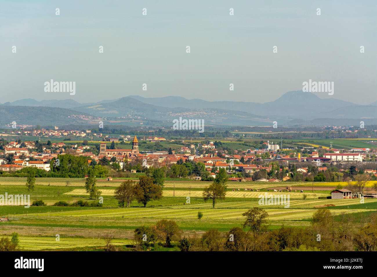 City of Brioude and Brivadois plain. Haute Loire. Auvergne. France ...