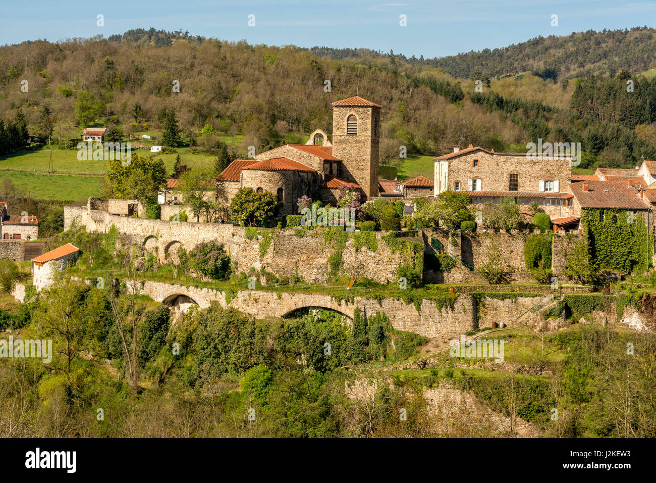 Village of Vieille-Brioude on the Allier River in the Haute-Loire ...
