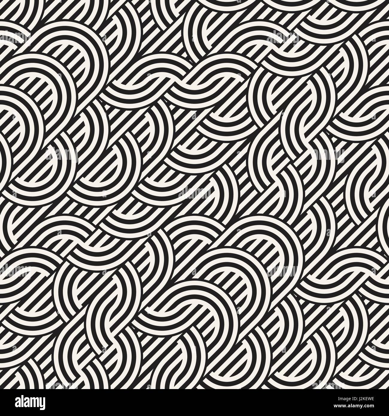 Seamless monochrome waving pattern. Abstract retro stripy background ...